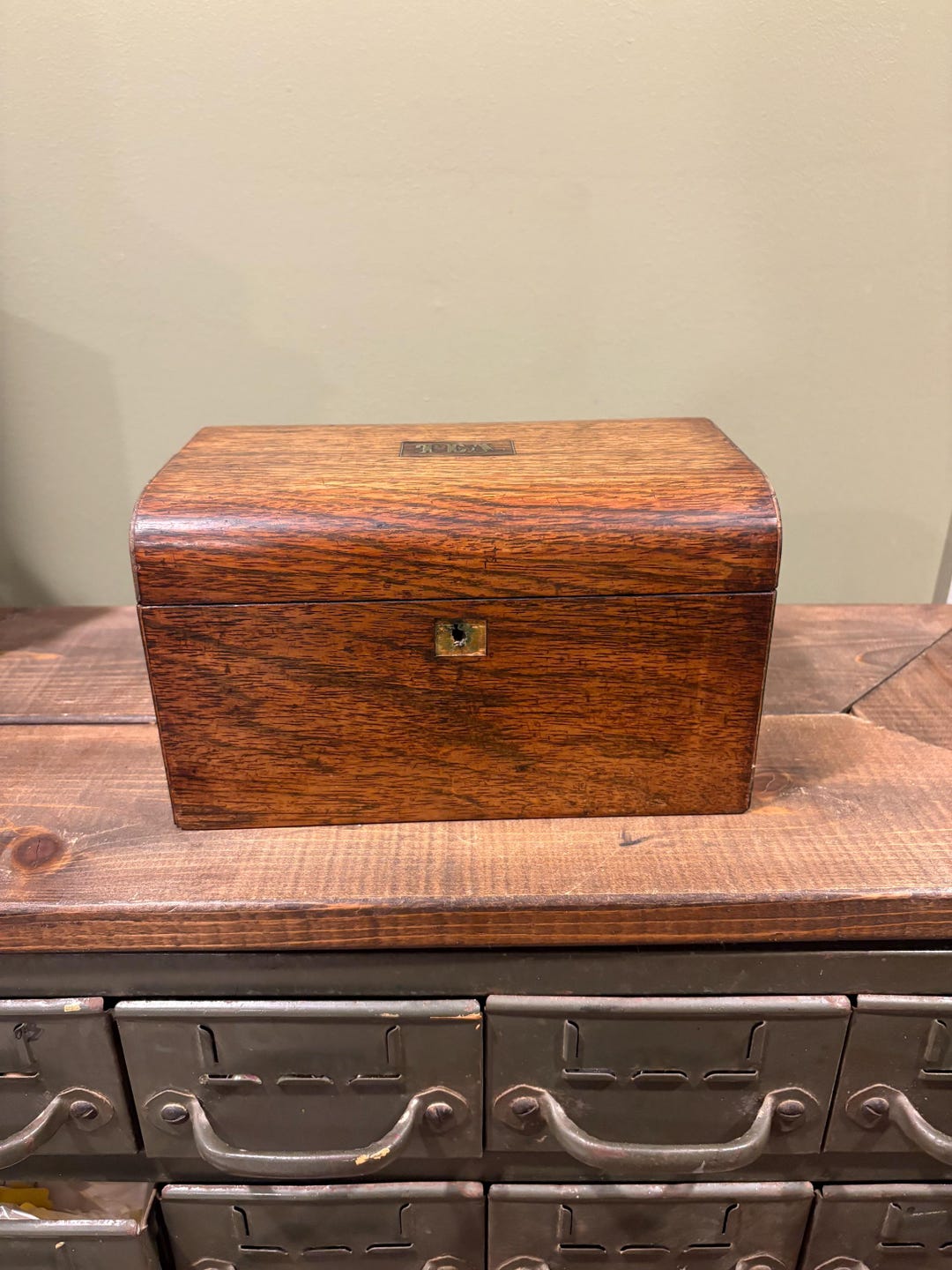 Antique 19th Century English Rosewood Tea Chest Caddy With Brass Inlay ...