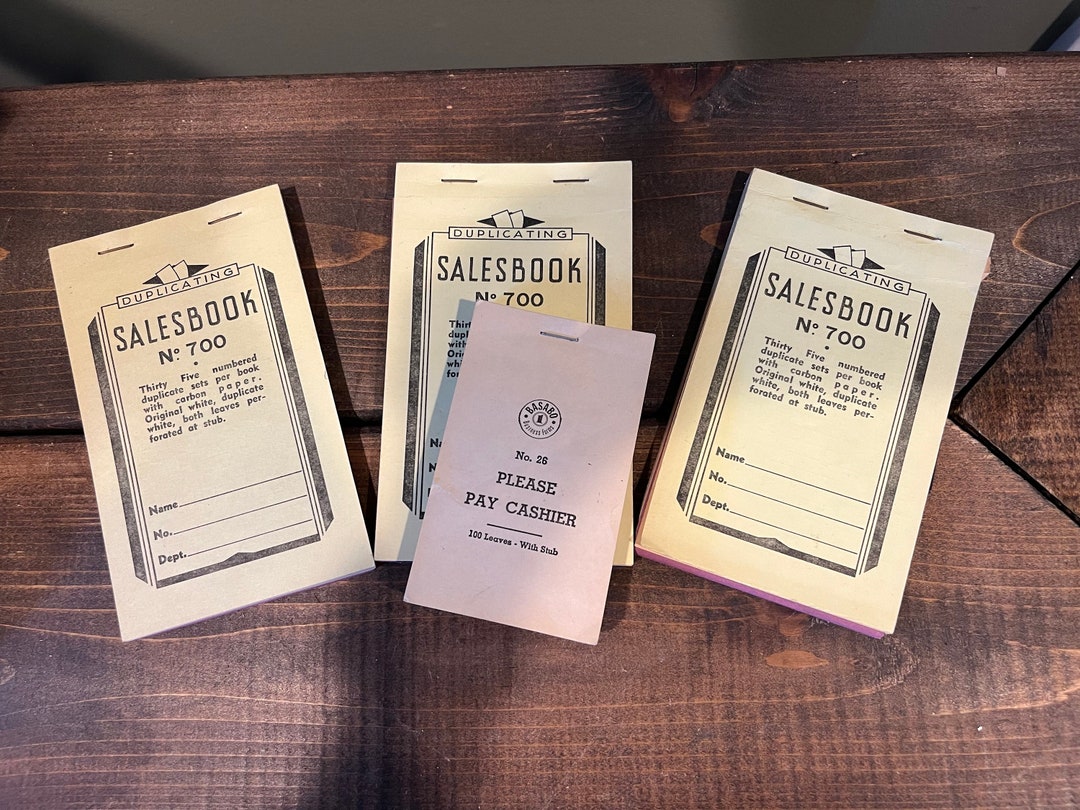 4 Vintage Sales Receipts Booklets, Duplicating Sales Book, Cashier Book ...