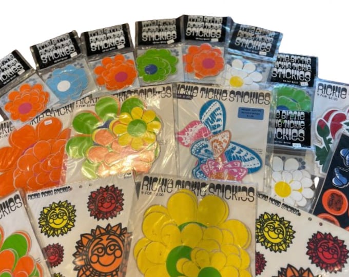Rickie Tickie Stickies, Flower Power Stickers, Set of 6 Vintage 1970s ...