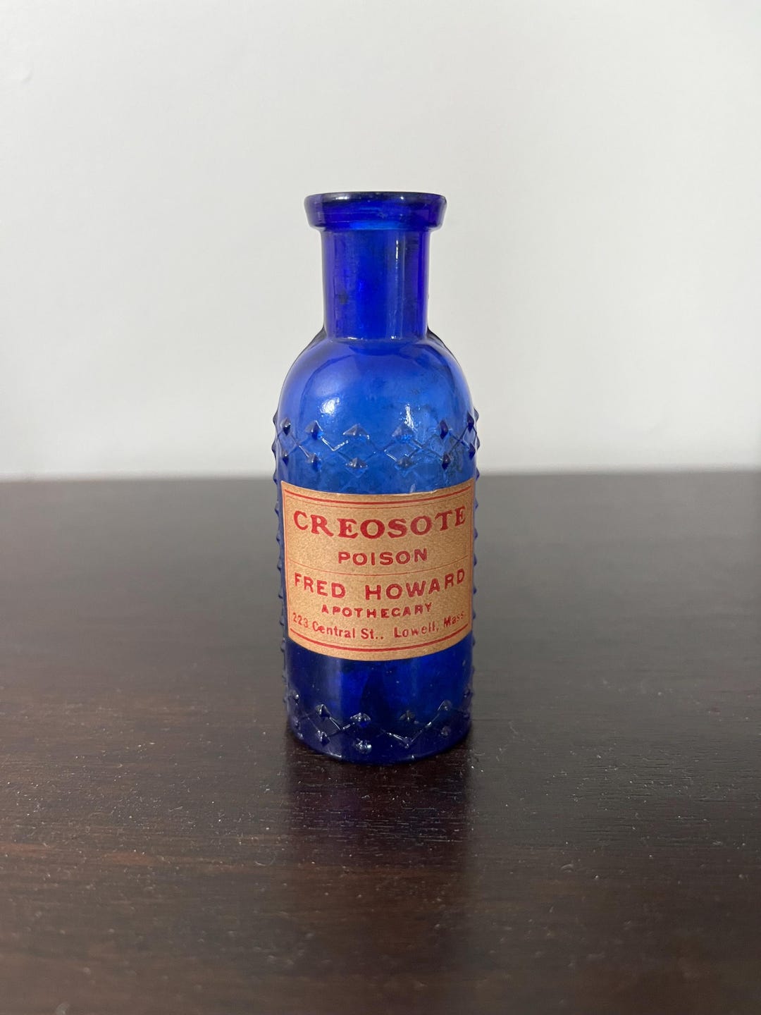 Antique Cobalt Blue Creosote Poison Bottle, Vintage Apothecary or ...