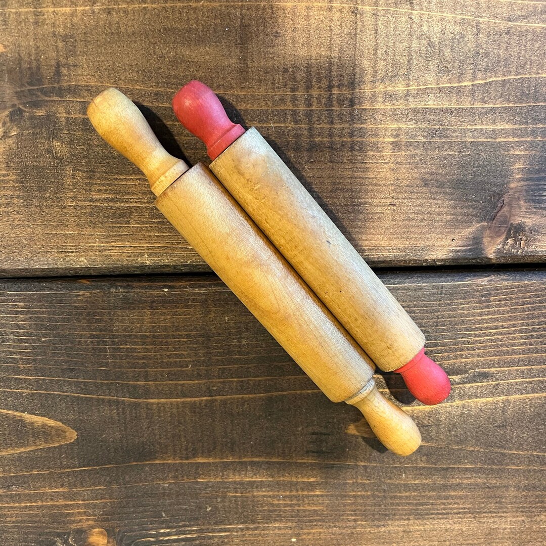 2 Vintage Primitive Farmhouse Decor Wooden Rolling Dumpling Pins 7 and ...