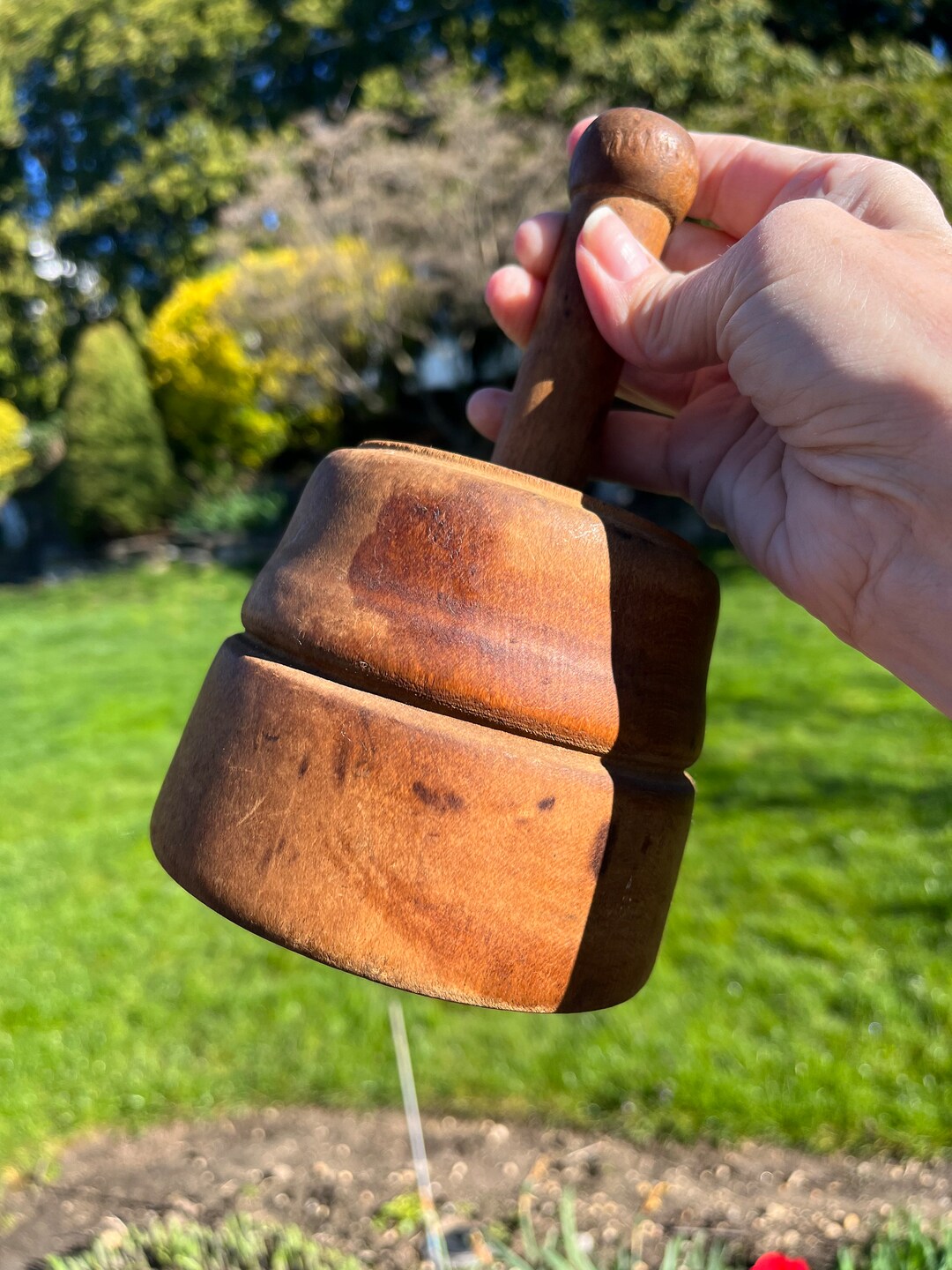 Primitive Antique Large Wooden Butter Mold Butter Press Wheat Pattern ...