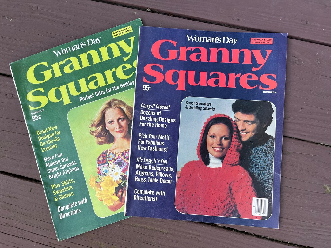 2 Vintage 1974 & 1976 Woman's Day Granny Squares Knitting Crochet ...