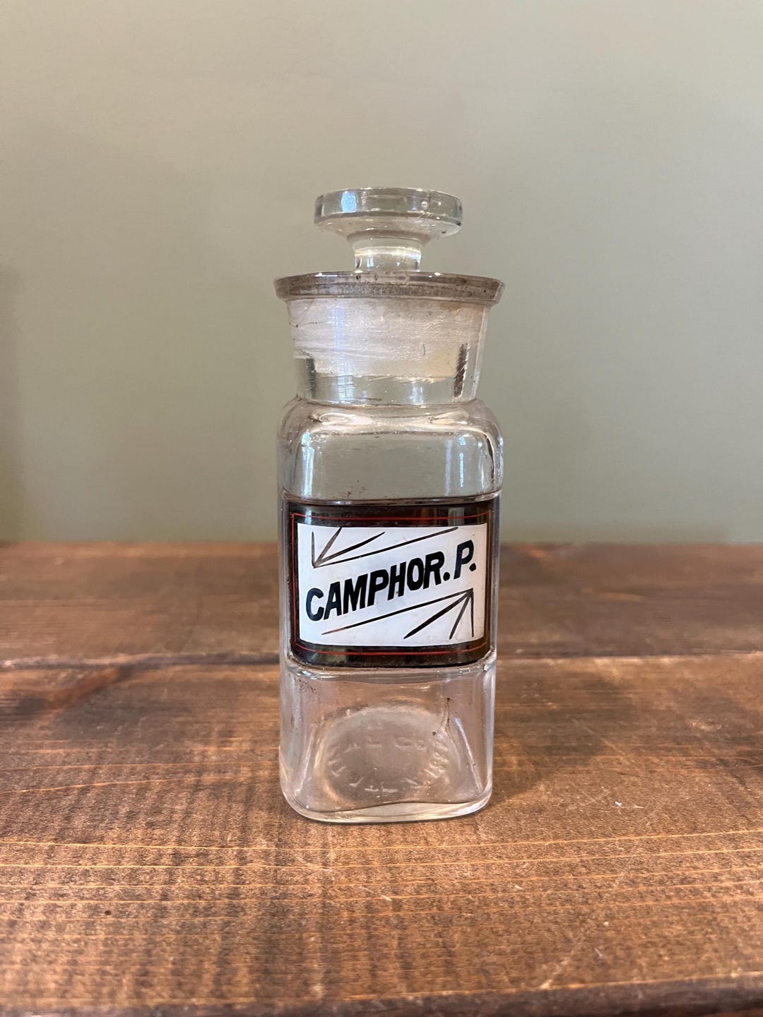 Vintage Antique Apothecary Camphor.p. Glass Medicine Pharmacist Bottle ...