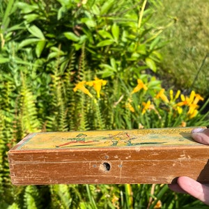 Antique Pencil or Crayon Wood Box With Simple Simon Nursery Rhyme ...