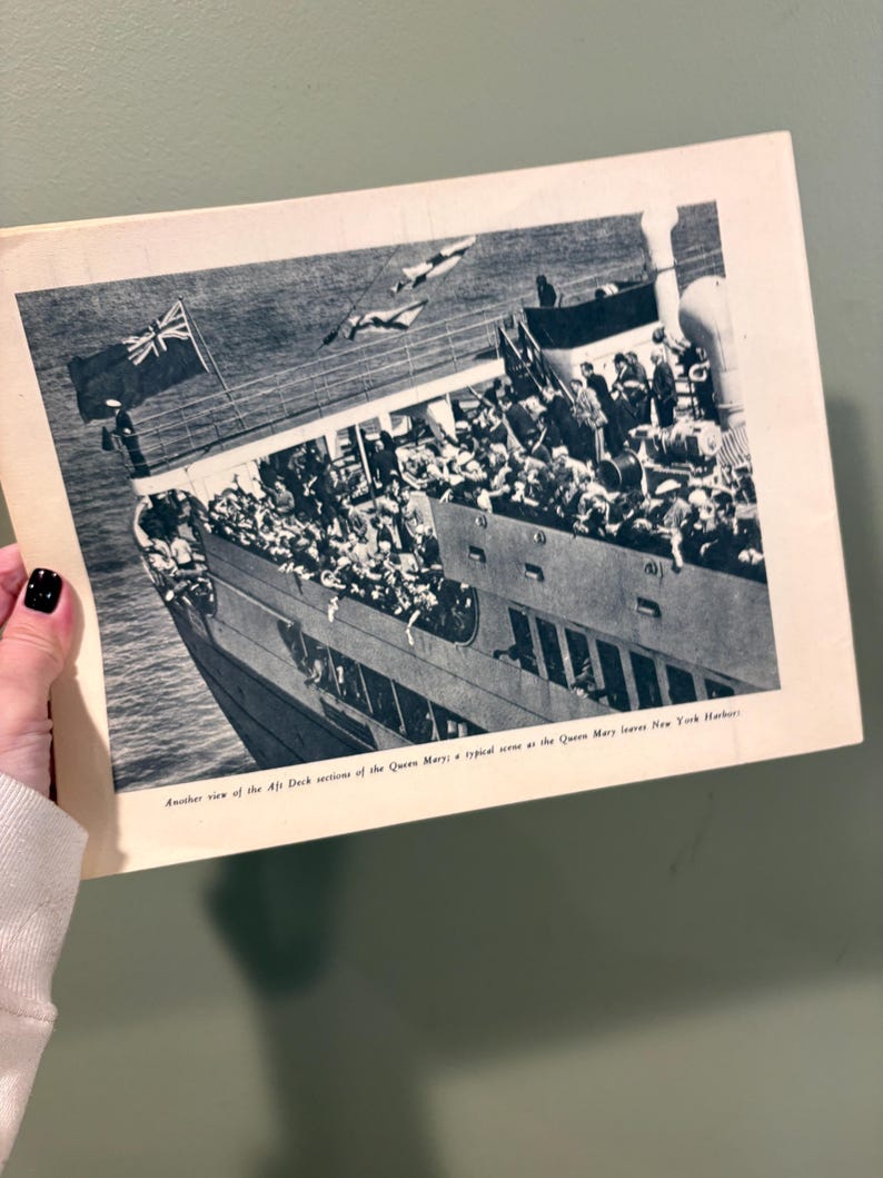 Vintage 1936 R.M.S. Queen Mary Brochure Ephemera, Cunard White Star ...