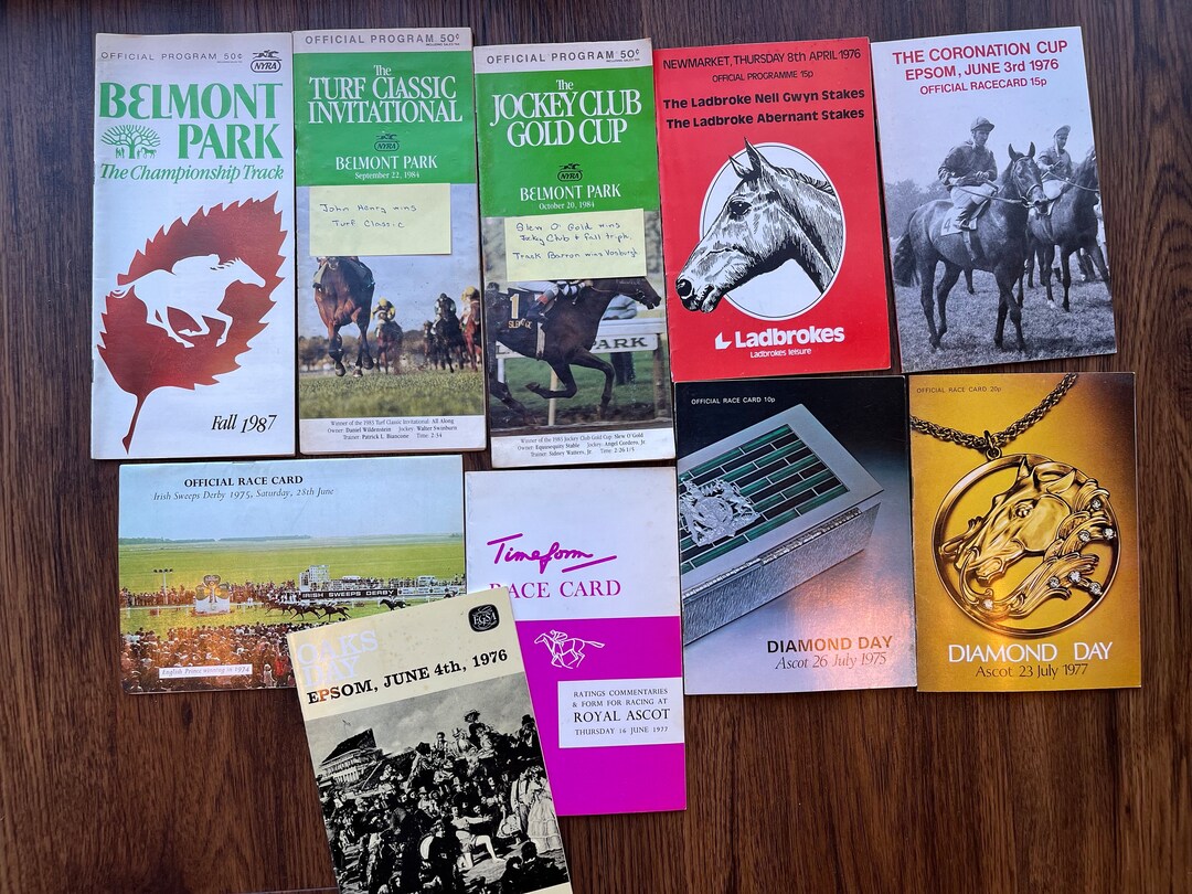 Collection of 10 1970s-80s Horse Racing Pamphlets Race Cards Newmarket ...
