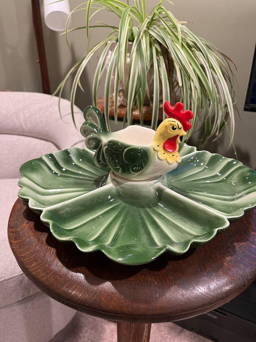 Vintage MCM Rooster Hors D'oeuvre Chip and Dip Appetizer Serving Dish ...