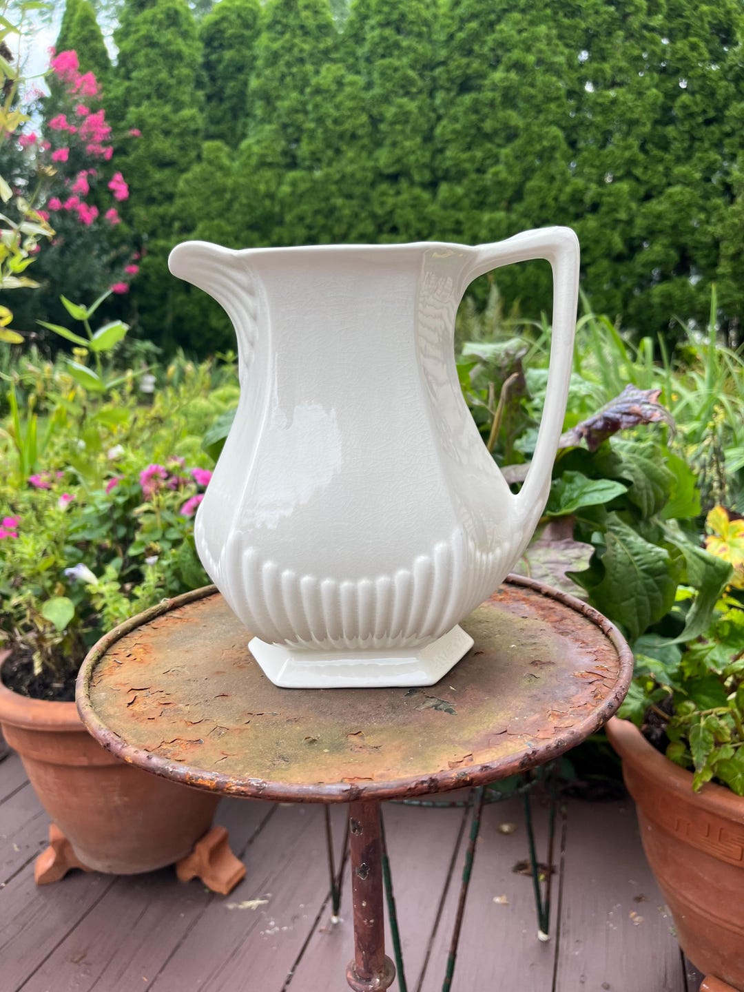 Vintage William Adams & Sons English Ironstone Pitcher French Farmhouse ...