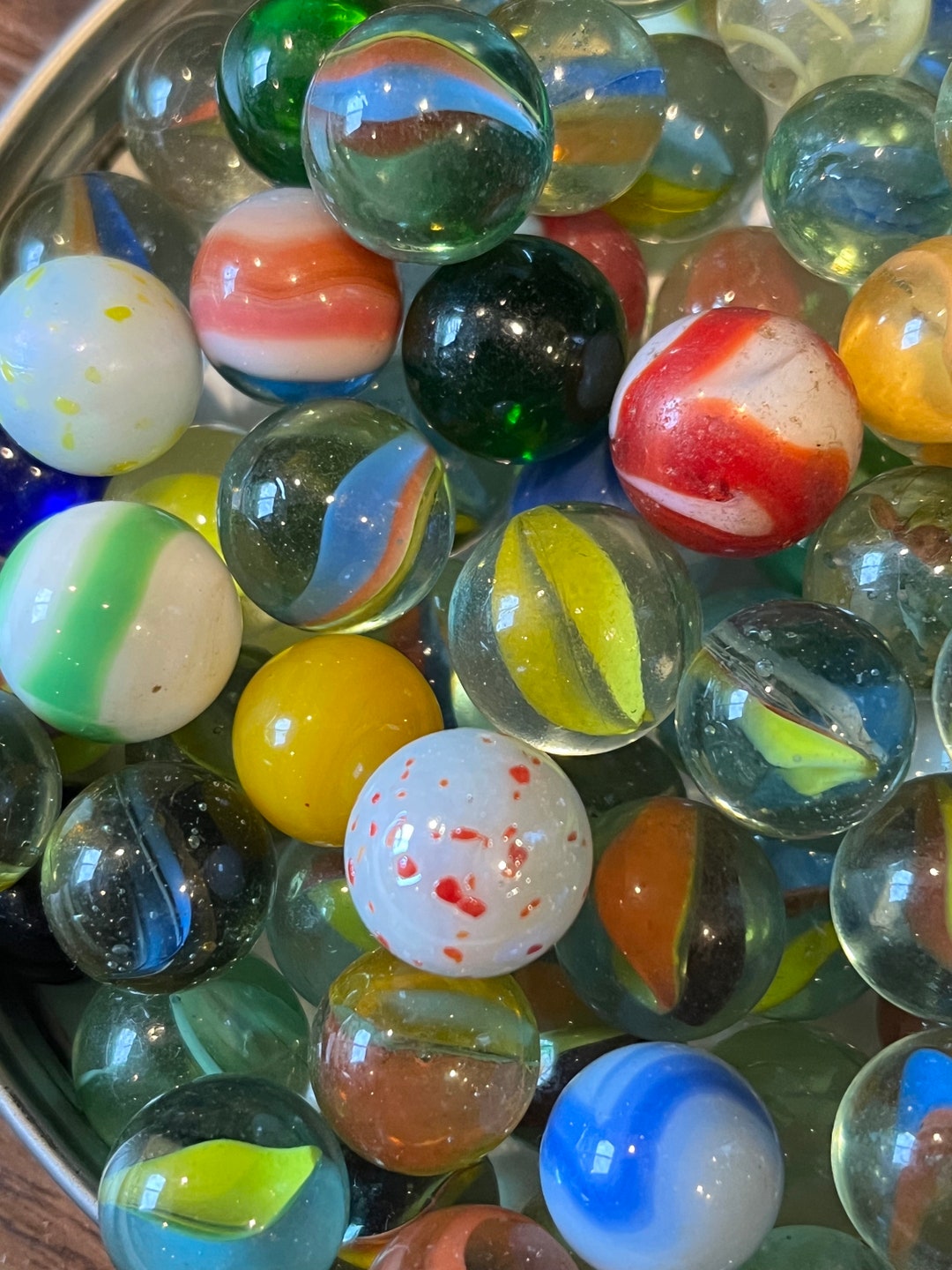 Lot of 40 Vintage Glass Marbles, Mixed Bag of Vintage Marbles, Cats Eye ...