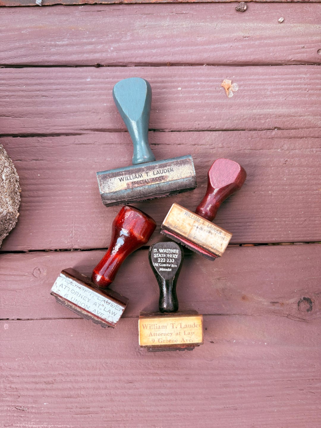 Set of 4 Vintage Rubber Stamps With Wood Handles From a Lawyer Crafting ...