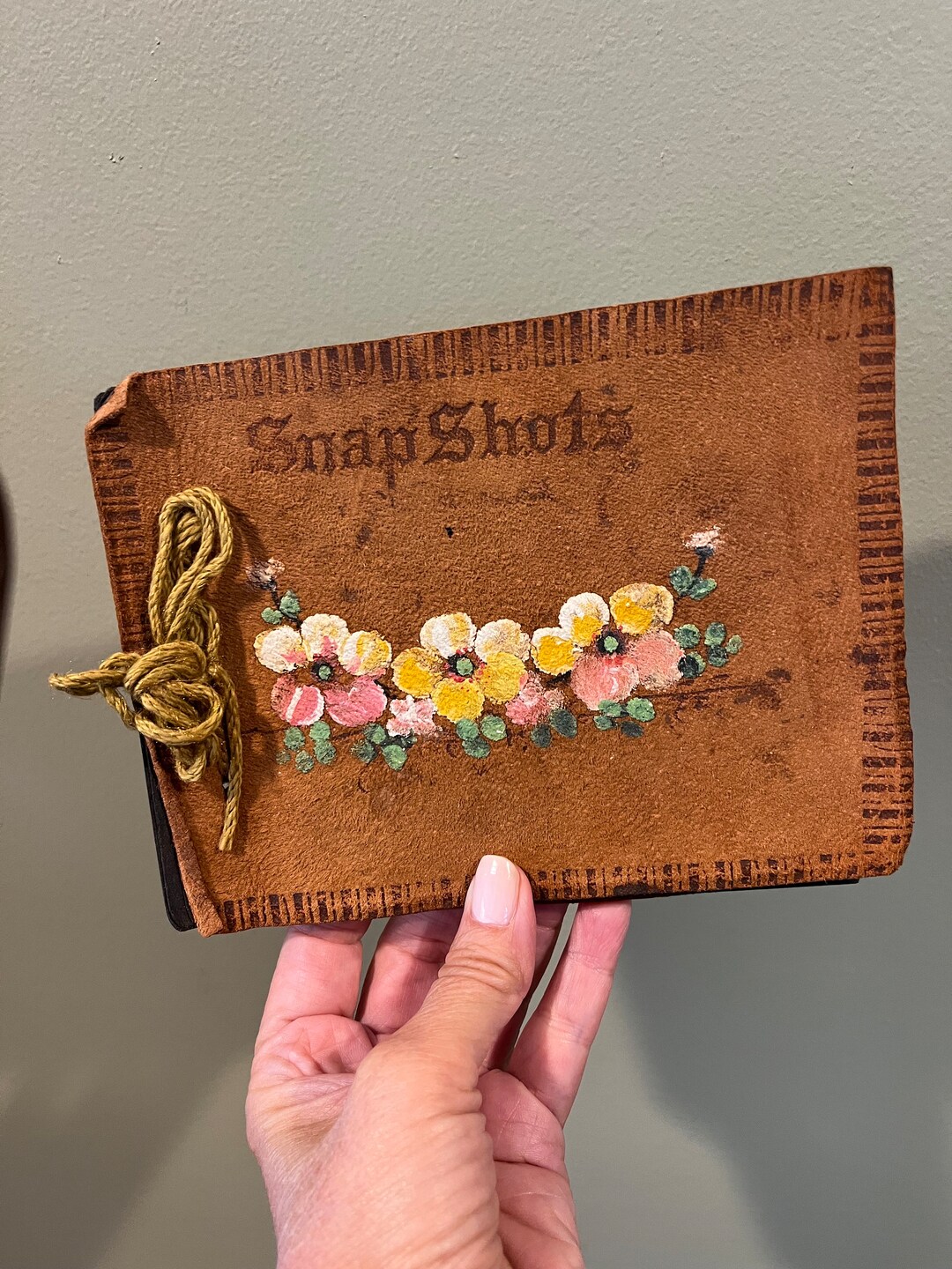 Vintage 1927 Hand Painted Suede Photo Album With Black and White ...