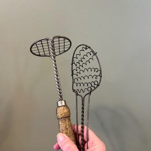 Two Antique Primitive Farmhouse Kitchen Tools, Wire Whisk or Spoon ...