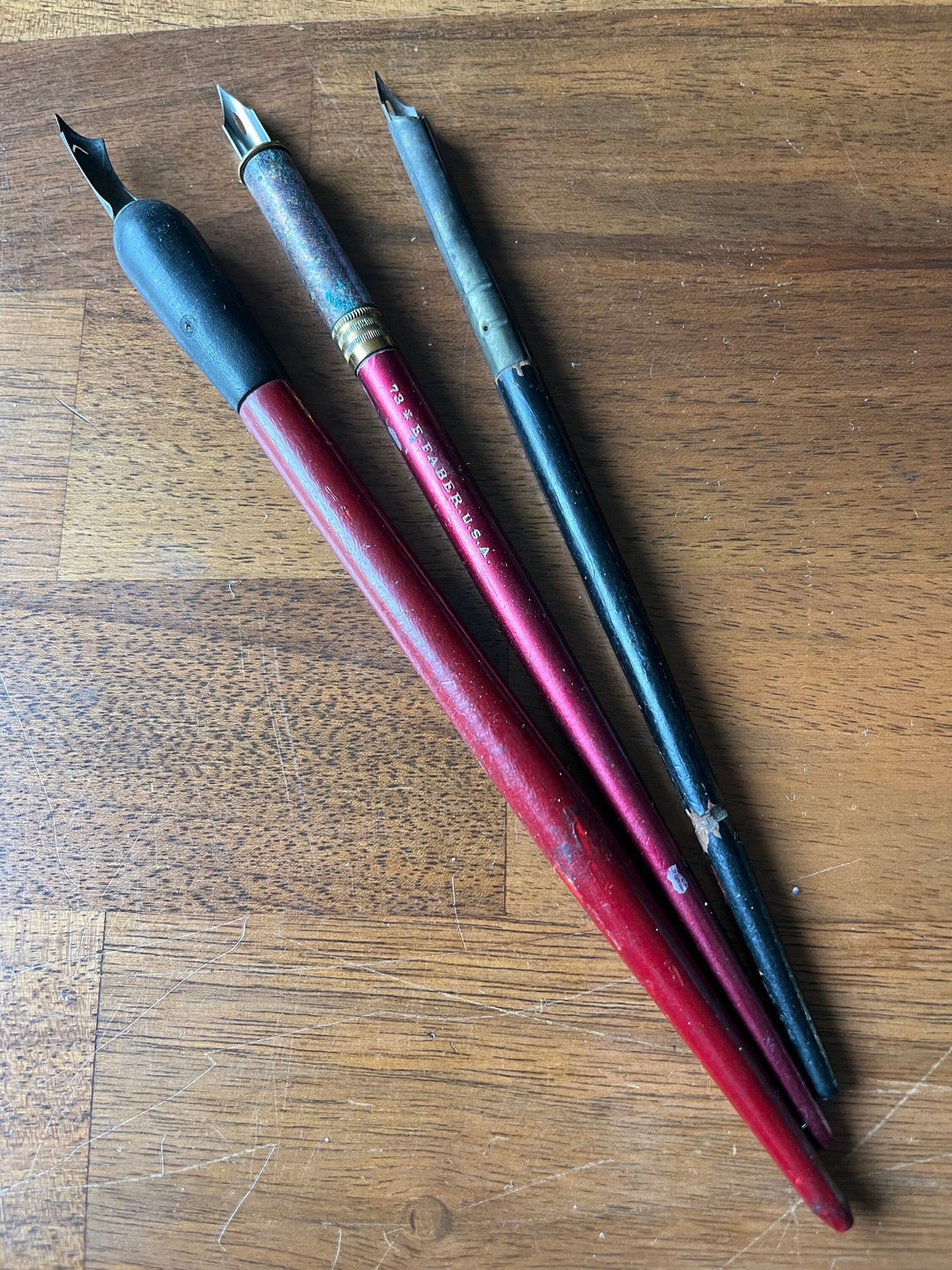 Three Vintage Wooden Fountain Dip Pens With Nibs, Calligraphy, Pen and ...