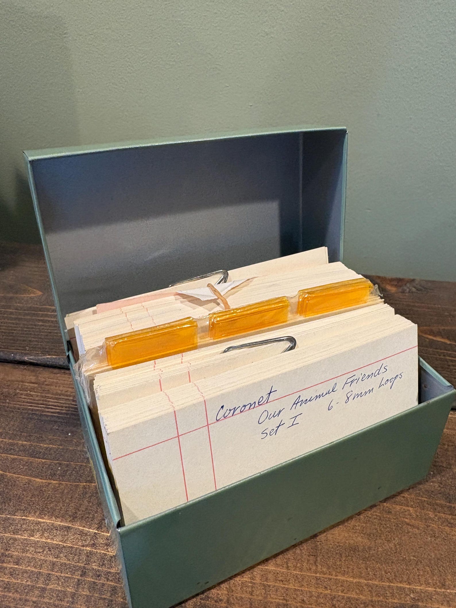 Vintage Industrial Green Metal 3" X 5" Index Card Box With Dennison ...