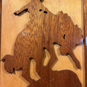 Vintage Framed Wood Silhouette Rodeo Bronc Rider Cowboy Great for Boys ...