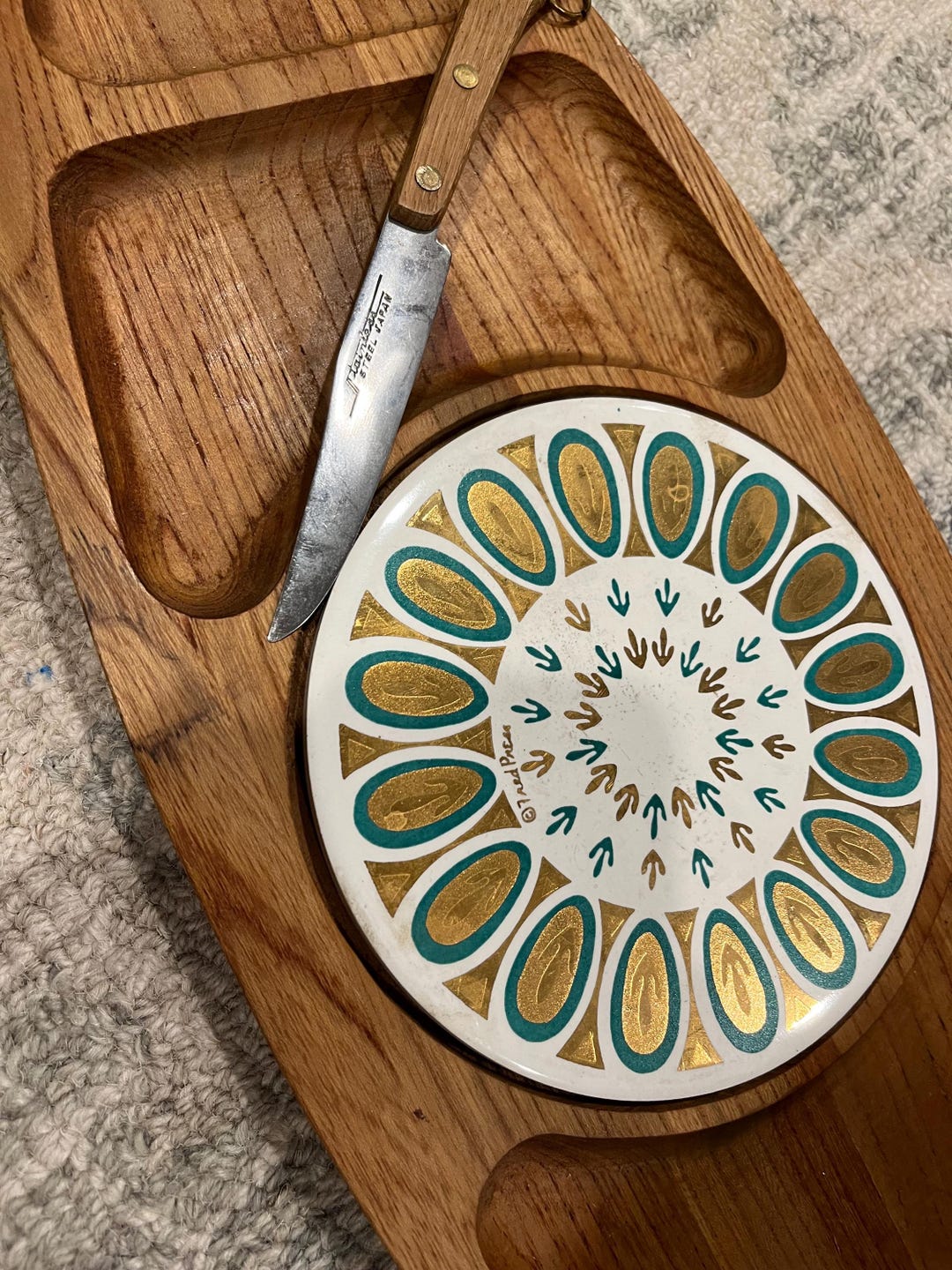 Fabulous Atomic MCM 1960s Fred Press Charcuterie Board, Wood and Tile ...