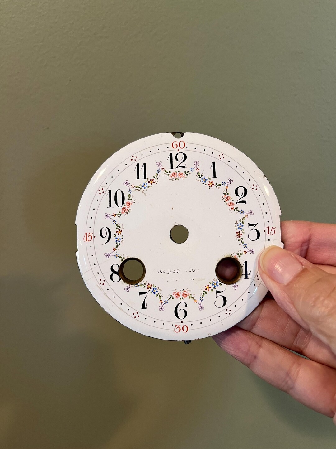 Antique Enamel Porcelain Clock Face, Clock Part Great for Assemblage ...