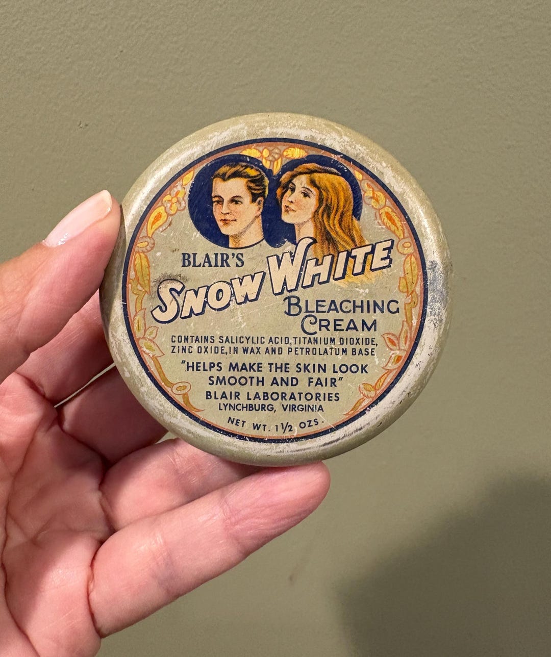 Rare Vintage 1930s Snow White Bleaching Cream Rounds Tin Blair ...