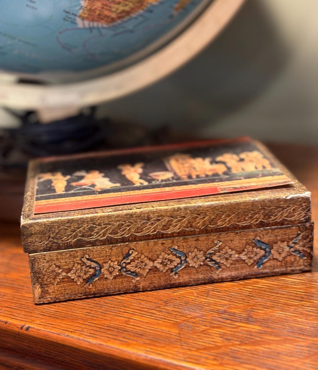 Beautiful Vintage Blue and Gold Italian Florentine Jewelry Box With ...