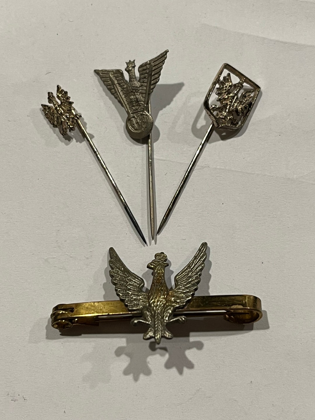Collection of 4 WW2 1940s Polish Eagle Pins, Medals, Stickpins, Poland ...