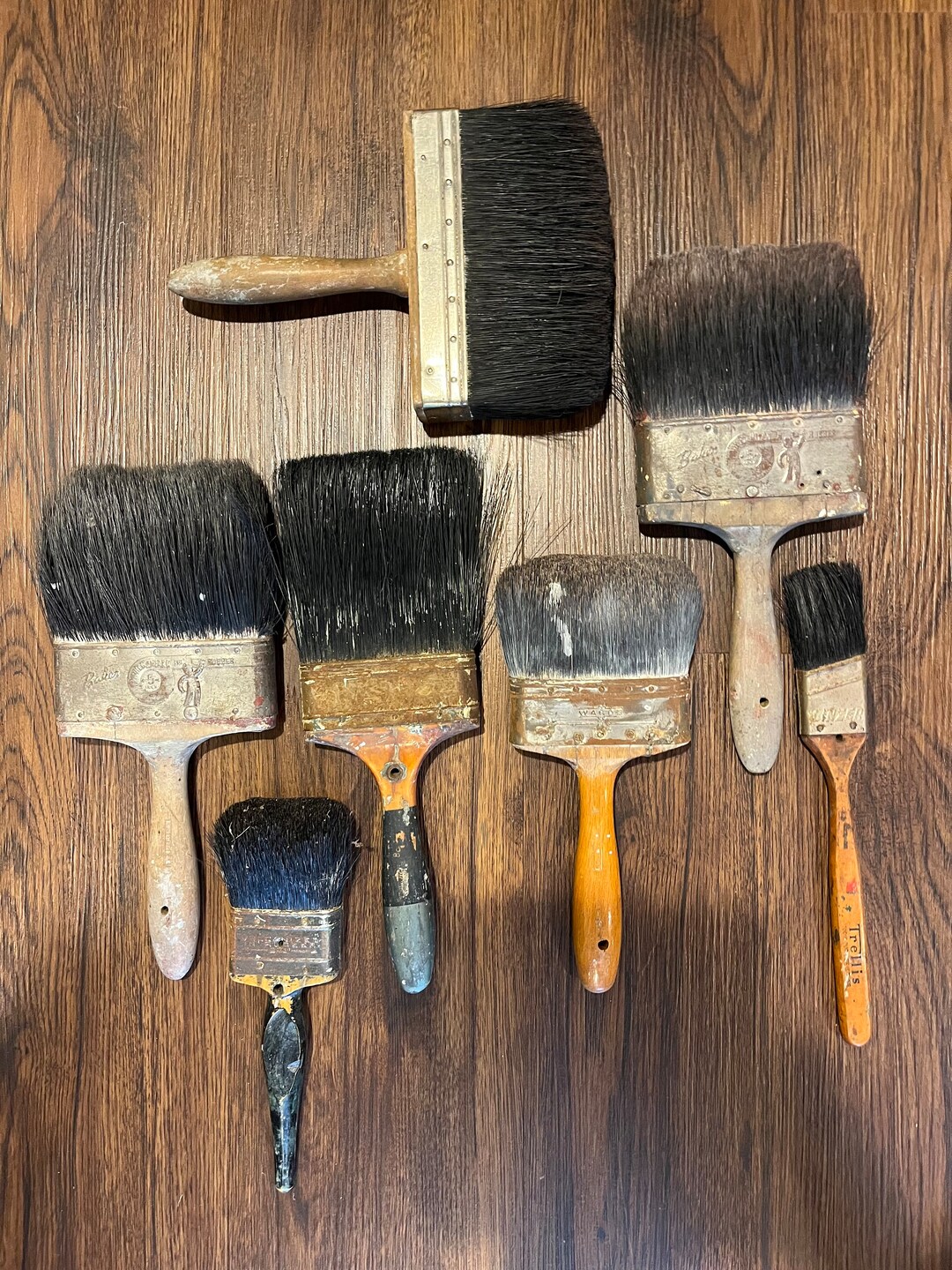Selection of Antique Vintage Farmhouse Horse Hair Brushes With Patinaed ...