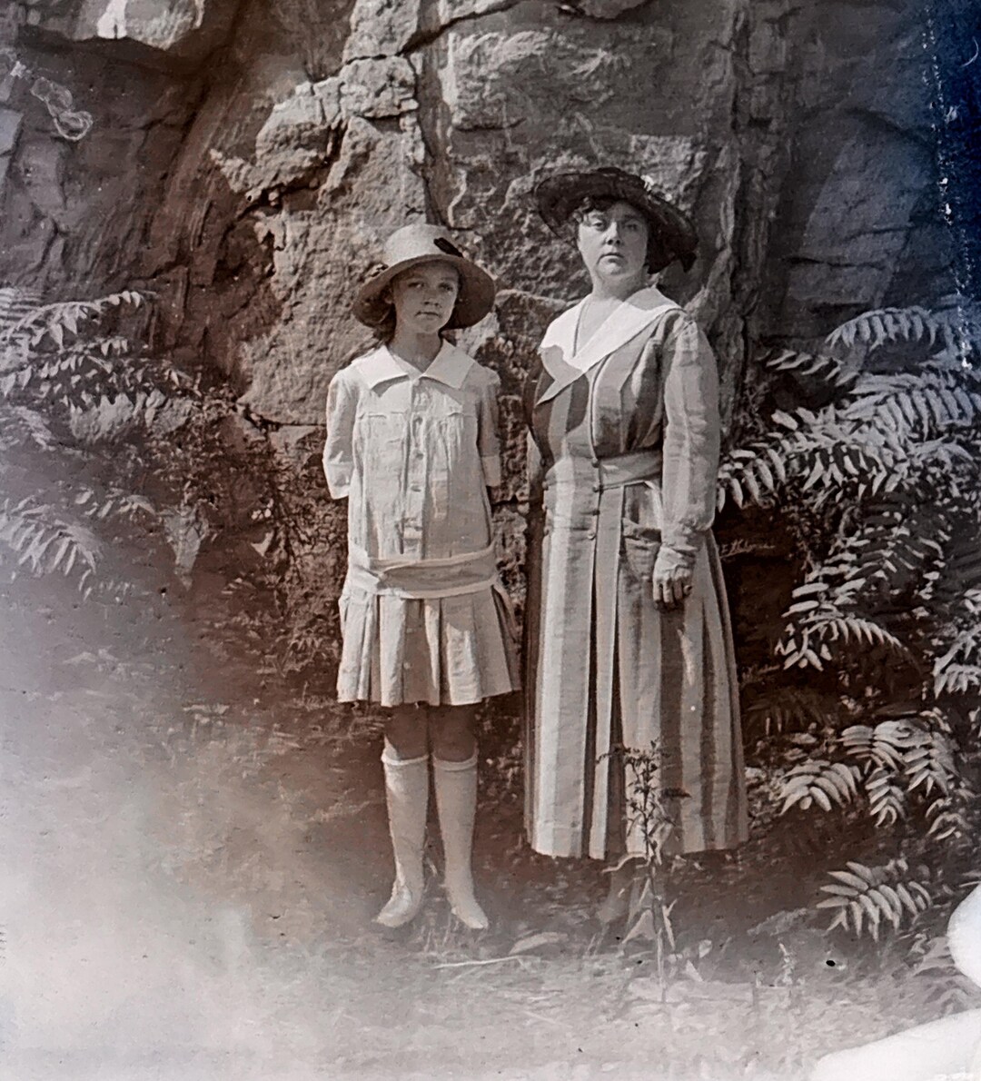 Antique Early 19th Century Glass Slide Negative of a Mother and ...