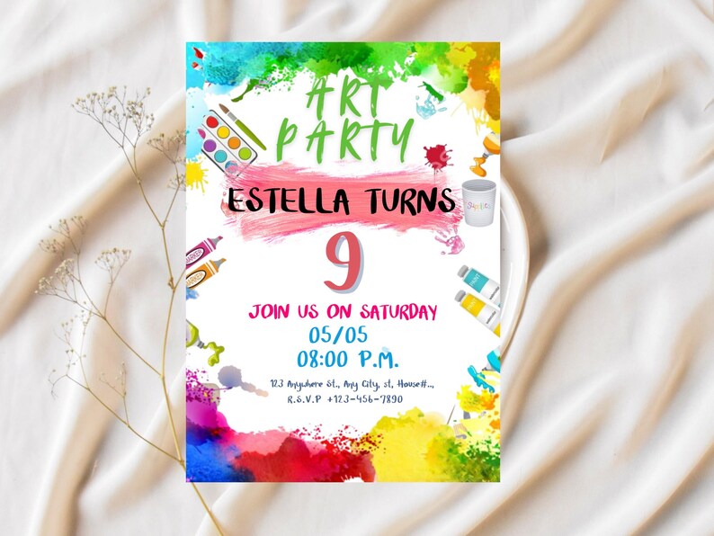Editable PAINTING Party Invitation: Colorful Birthday Celebration (PDF ...
