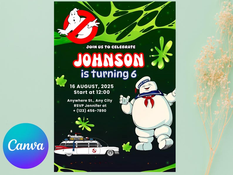 Editable Ghostbusters Birthday Invitation | Printable Ghostbusters ...