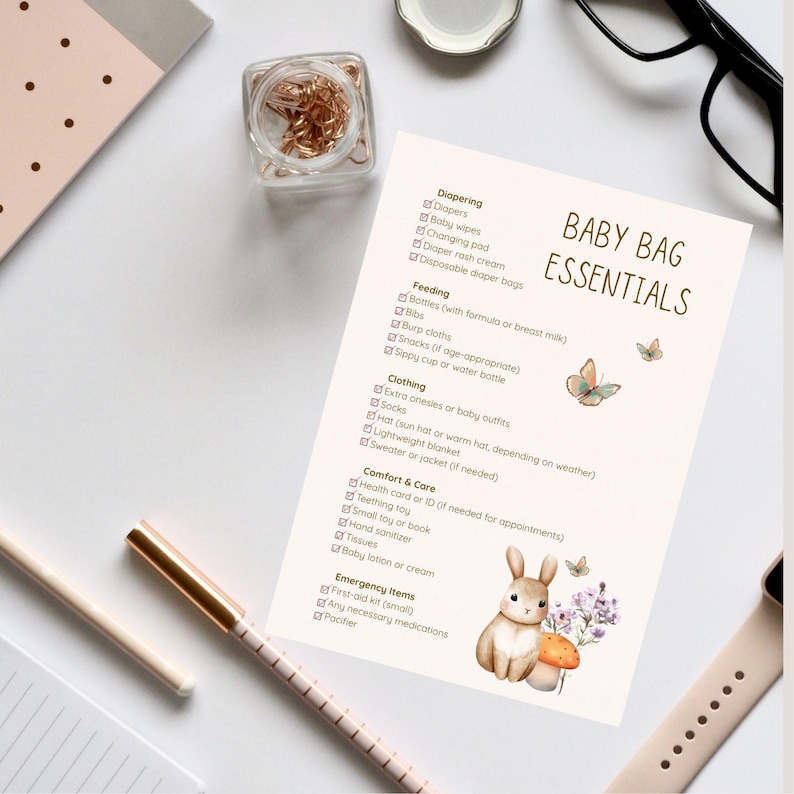 Baby Bag Essentials Checklist: Printable Diaper Bag Packing List ...