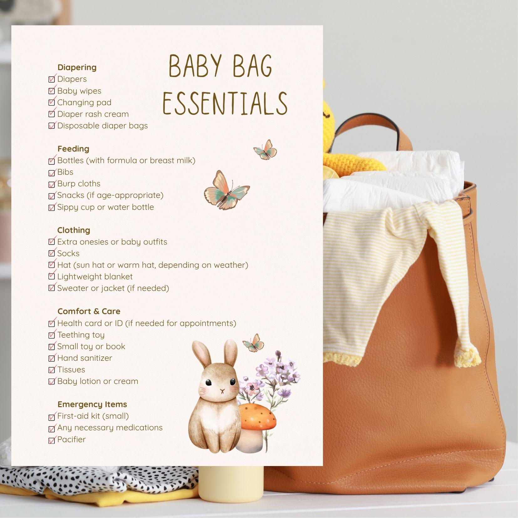 Baby Bag Essentials Checklist: Printable Diaper Bag Packing List ...
