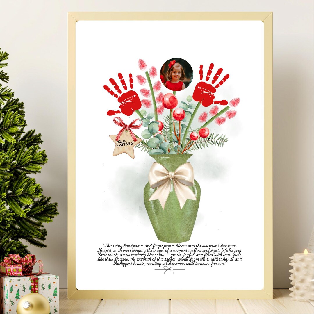 Christmas Handprints and Fingerprints Poem Print, Custom Photo Frame ...