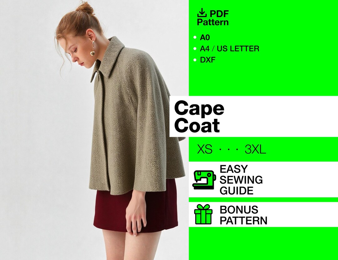 Cape Coat Sewing Pattern | Cape Pattern | Women Patterns | PDF Pattern ...