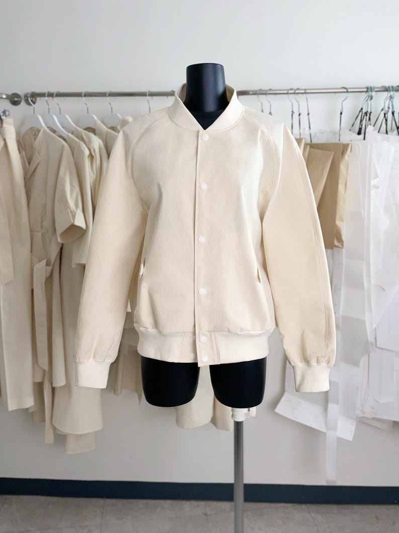 Women's Varsity Jacket Sewing Pattern: Raglan Sleeve, Semi-loose Fit ...