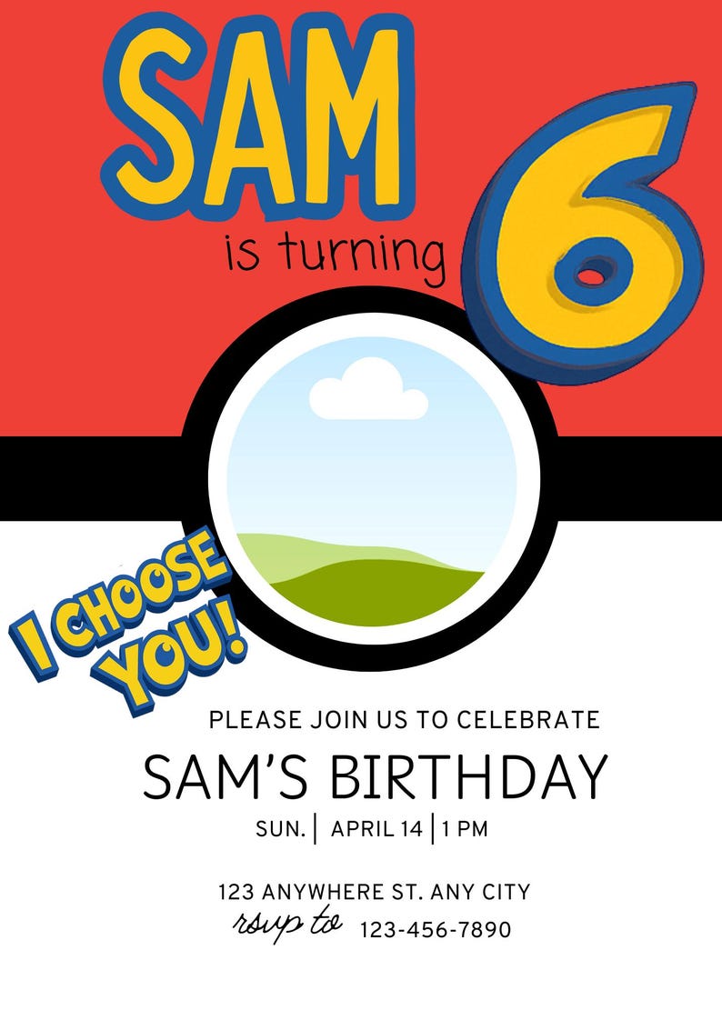Pokéball Birthday Invitation | Editable Canva Template (digital ...