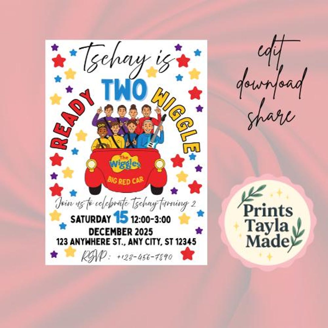 Wiggles Birthday Invitation, Ready to Wiggle Invite, Editable Wiggles ...