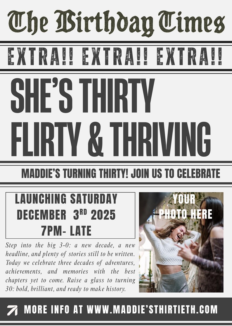 Editable Newspaper Invitation | Custom Headline Party Template ...