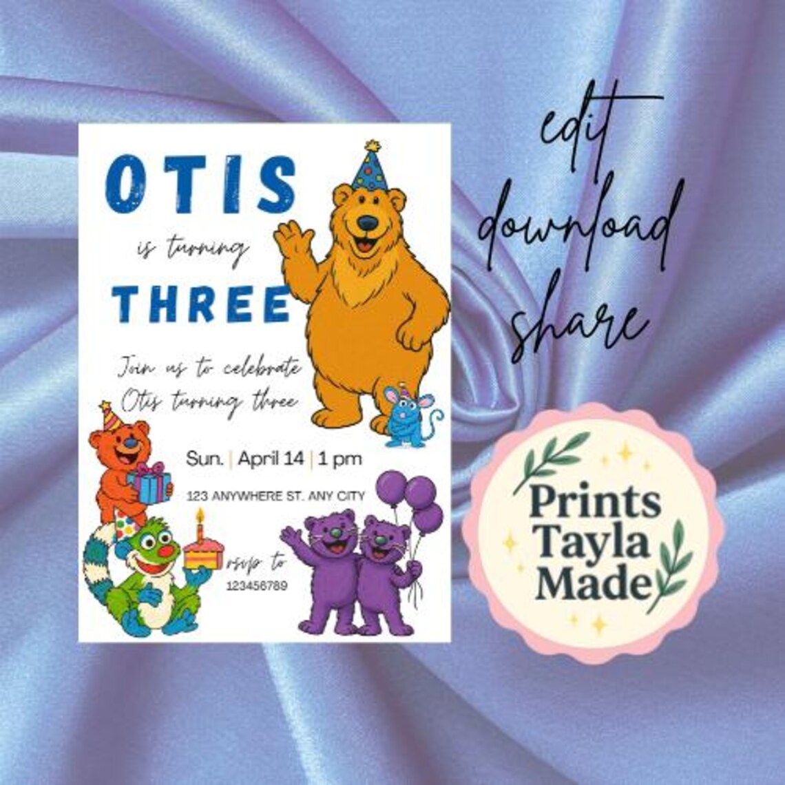 Bear in the Big Blue House Birthday Invitation | Canva Editable ...