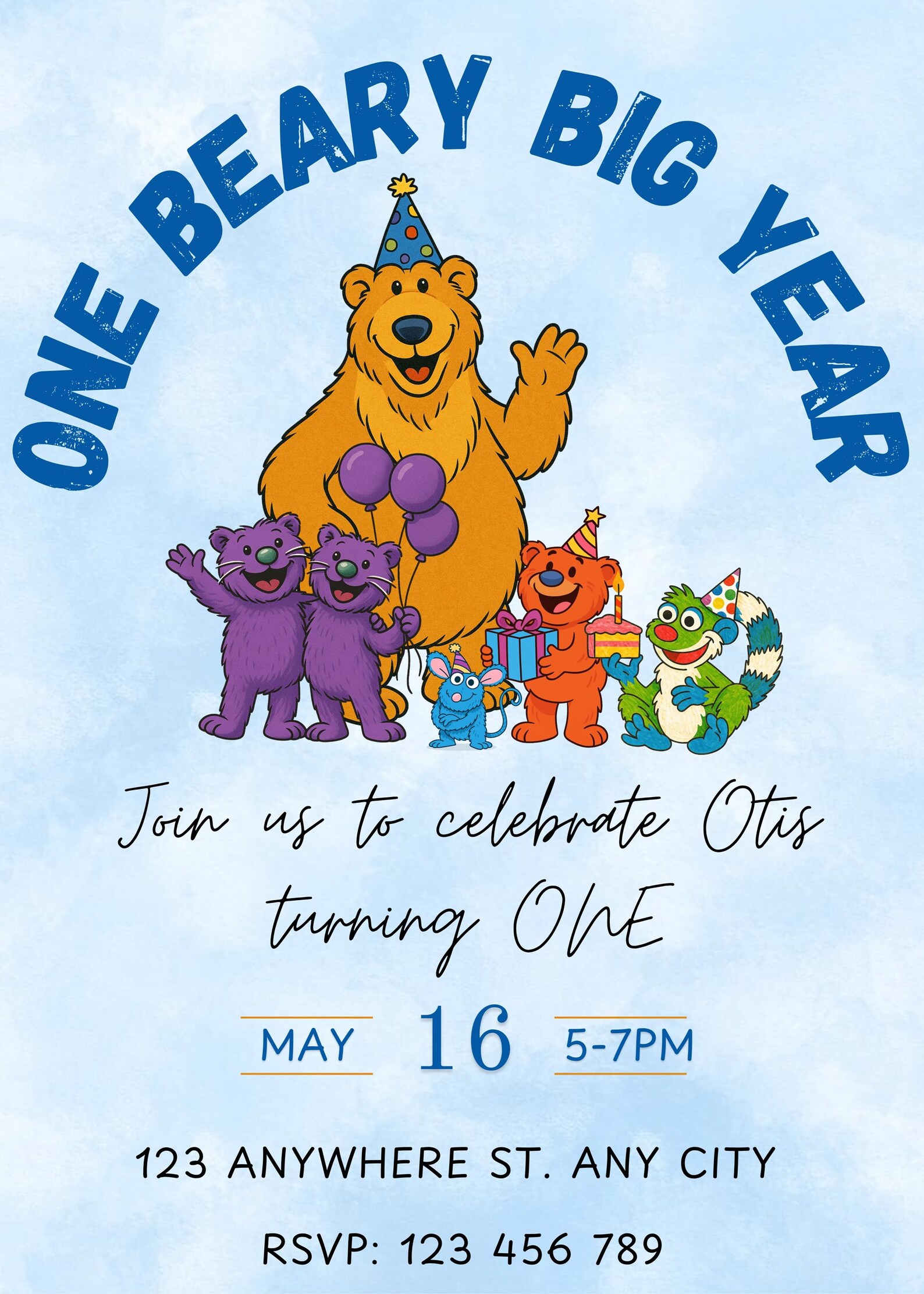 Bear in the Big Blue House Birthday Invitation | Editable Template ...