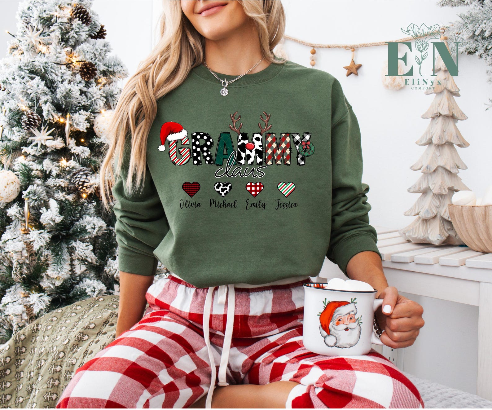 Camiseta personalizada de Navidad para la abuela, sudadera con capucha ...