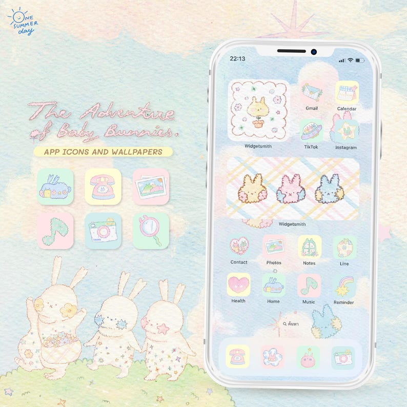 Cute Bunny App Icon and Wallpaper : the Adventure of Baby Bunnies - Etsy