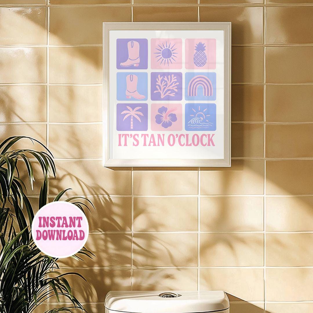 Coastal Cowgirl Wall-art - It's Tan O'clock, Coastal Cowgirl Print ...