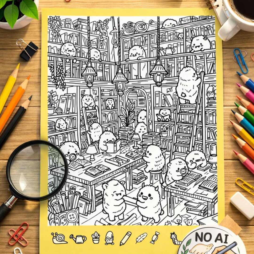Monster Library Seek and Find Printable | Kids Hidden Objects Puzzle ...