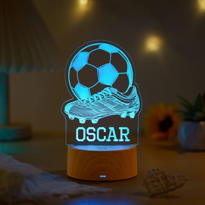 Personalised Football Night Light,custom Name Soccer LED Lamp,players ...