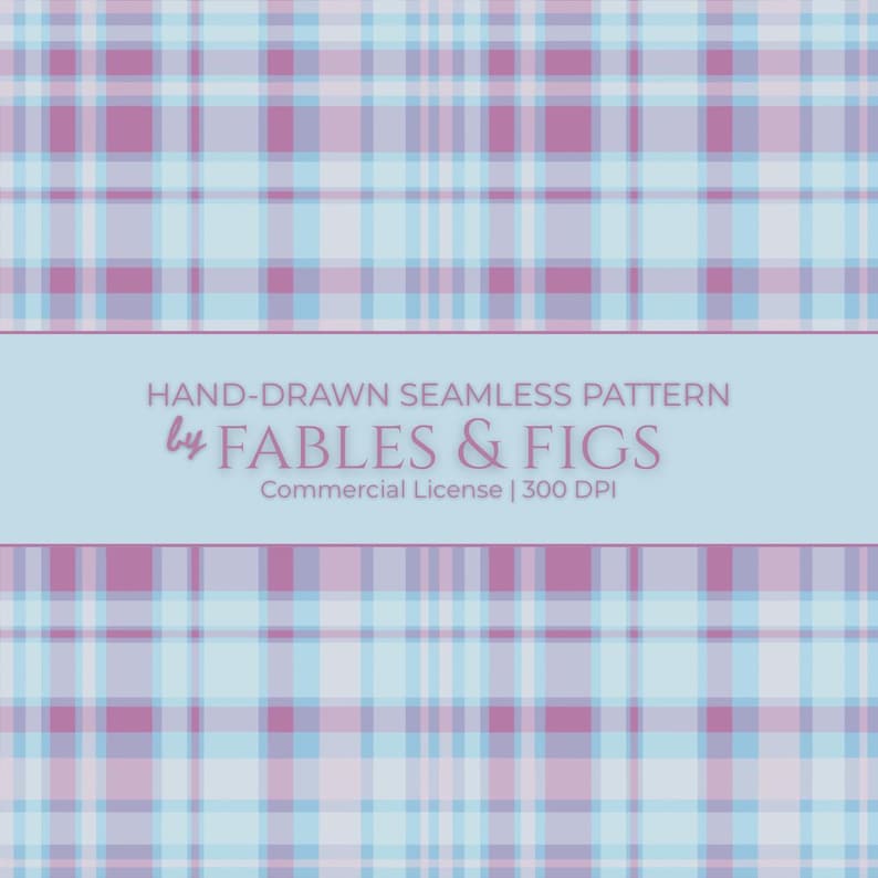 Soft Pastel Blue Plaid Seamless Pattern, Watercolor Checkered ...