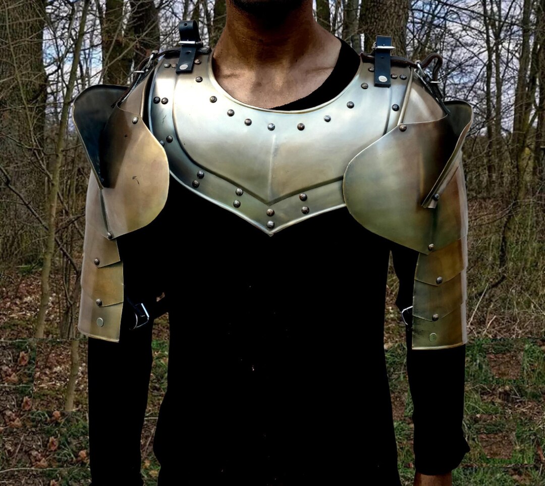 Woman Medieval Pauldron and Gorget Armor | Fantasy Female Antique Brown ...