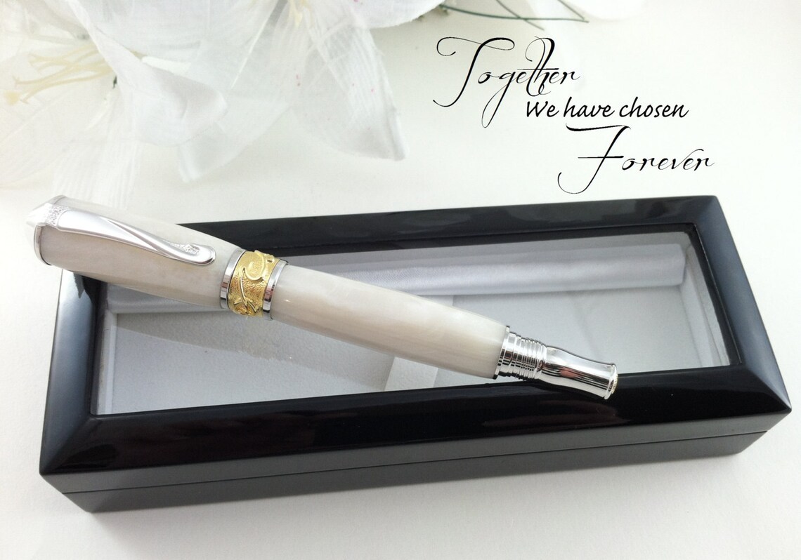 Personalized Engraved Bridal Wedding Guest Book Pen White - Etsy