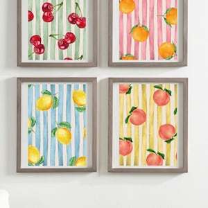 Vintage Stripe Fruit Posters - Etsy