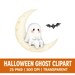 Cute Halloween Clipart Set PNG | Ghosts, Black Cats, Pumpkins, Bats ...