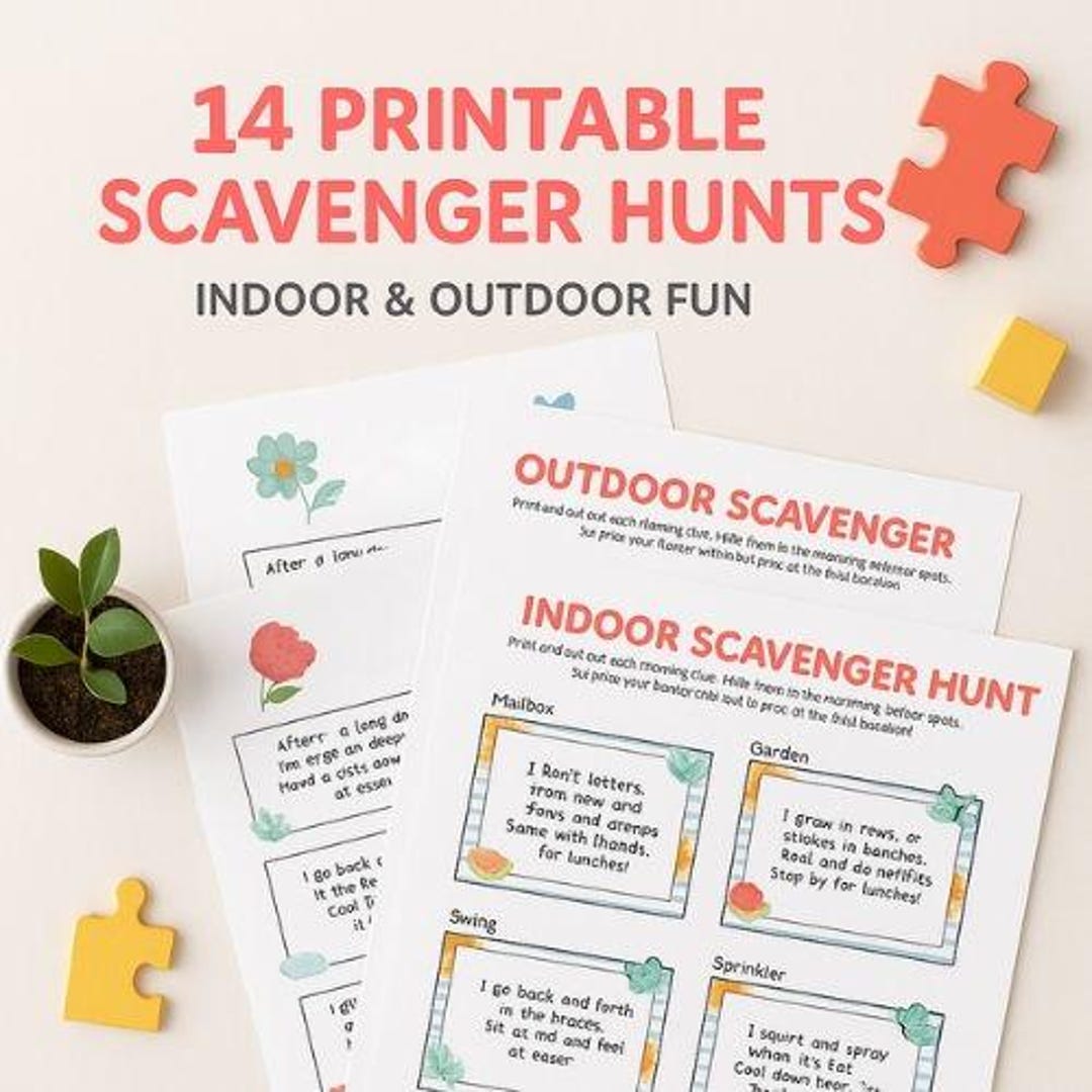 Printable Rhyming Scavenger Hunt for Kids: Indoor & Outdoor Games ...